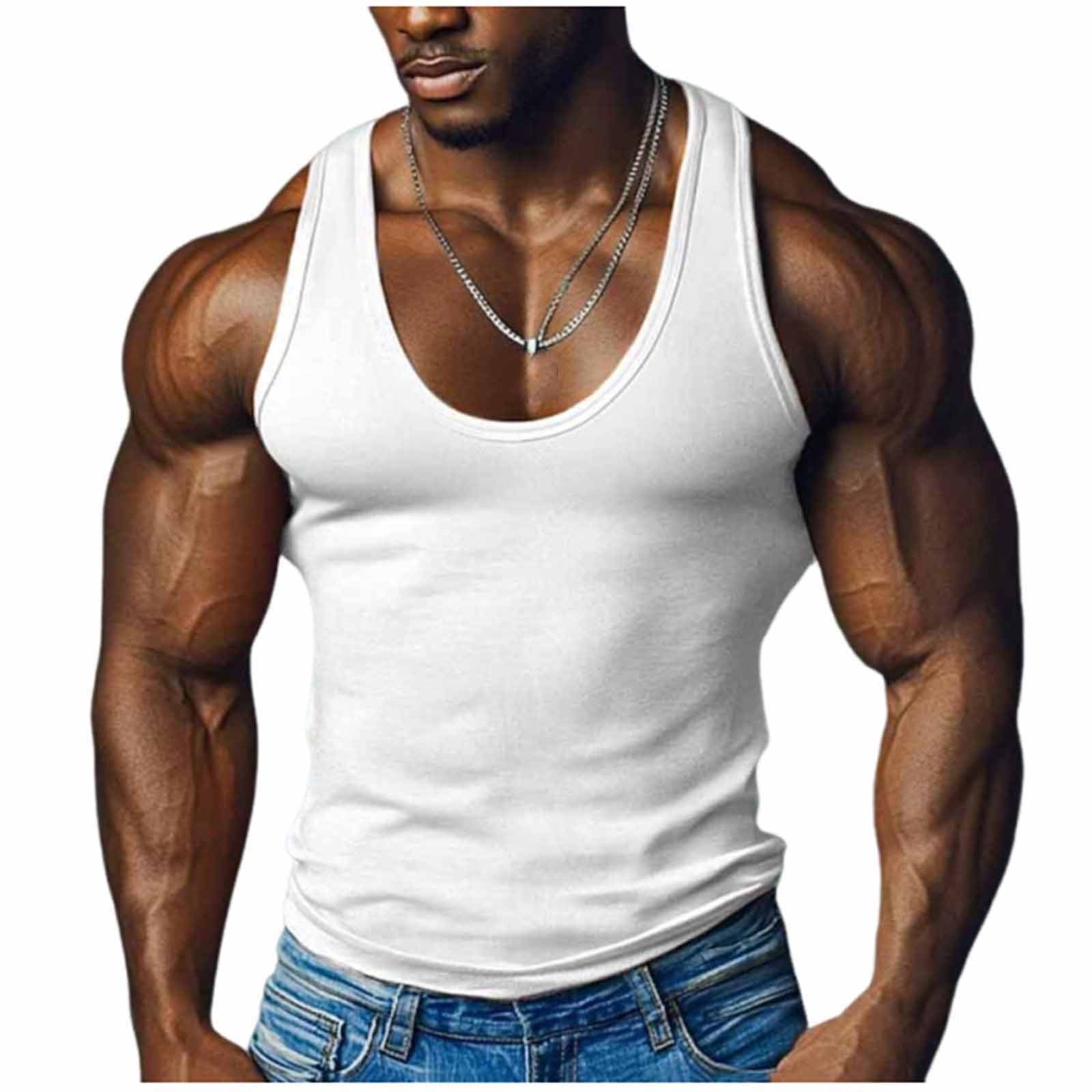 HBGVBA Tank Top for Men,Men's Tank Top Undershit,Men's Solid Color ...