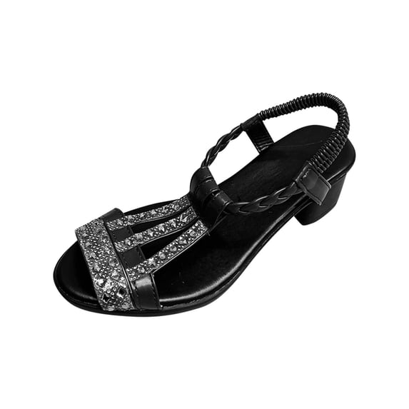 HBGVBA Womens Beach Sandals Versatile Rhinestone Fishes Mouth Open Toe ...