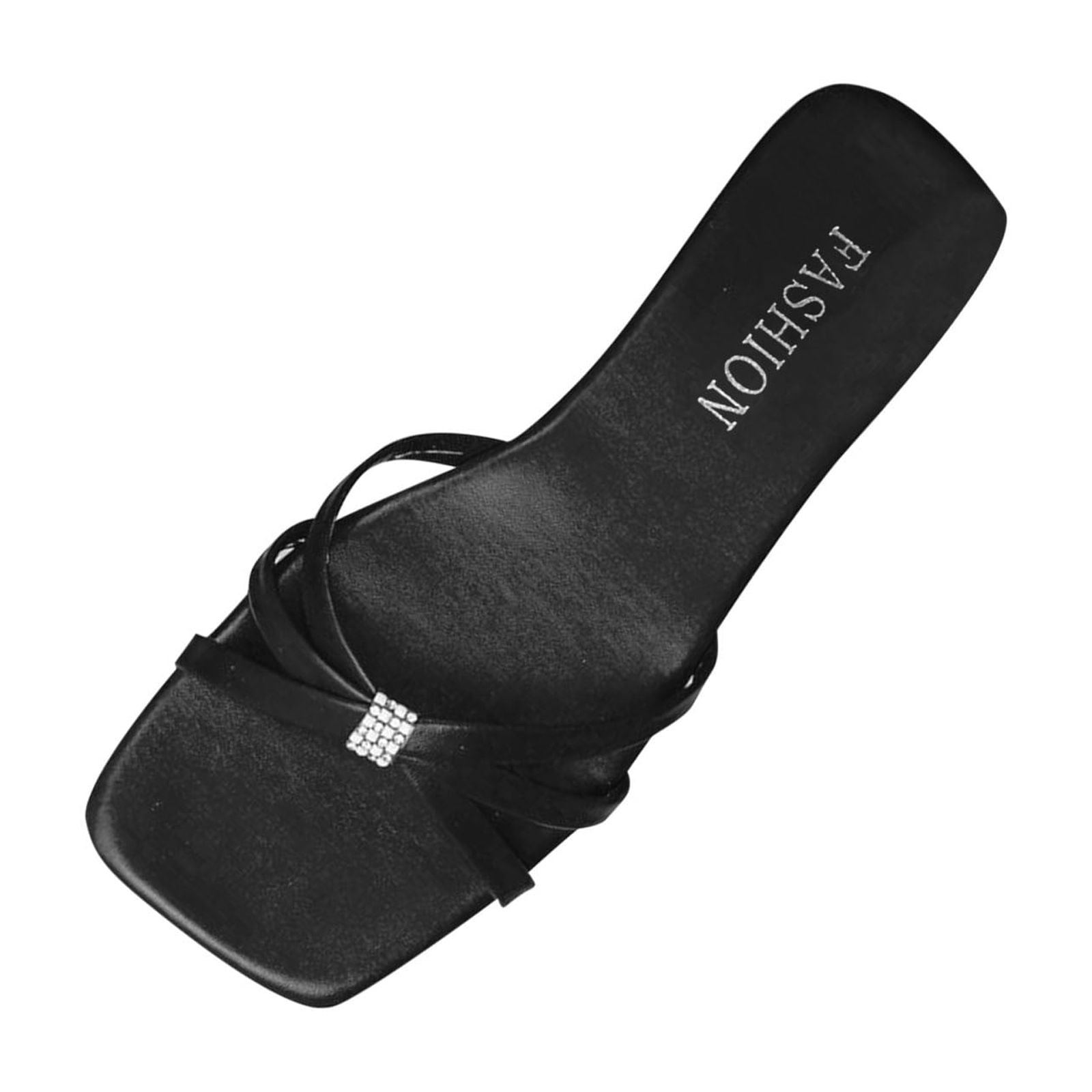 HBGVBA Womens Beach Slippers Versatile Solid Color Toe Open Toe On Flat ...