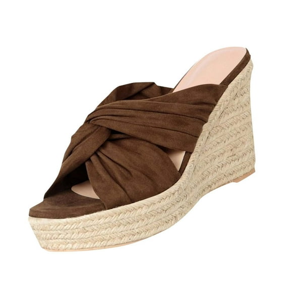 HBGVBA Womens Roman Summer Slippers Woven High Heel Summer Versatile ...