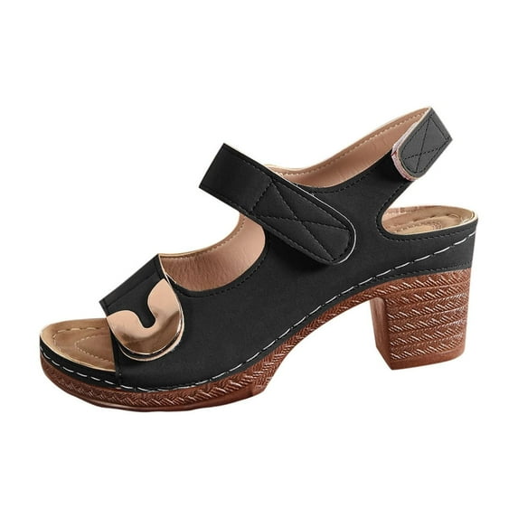 HBGVBA Womens Summer Sandals Metal Buckle Fishes Mouth Open Toe High ...