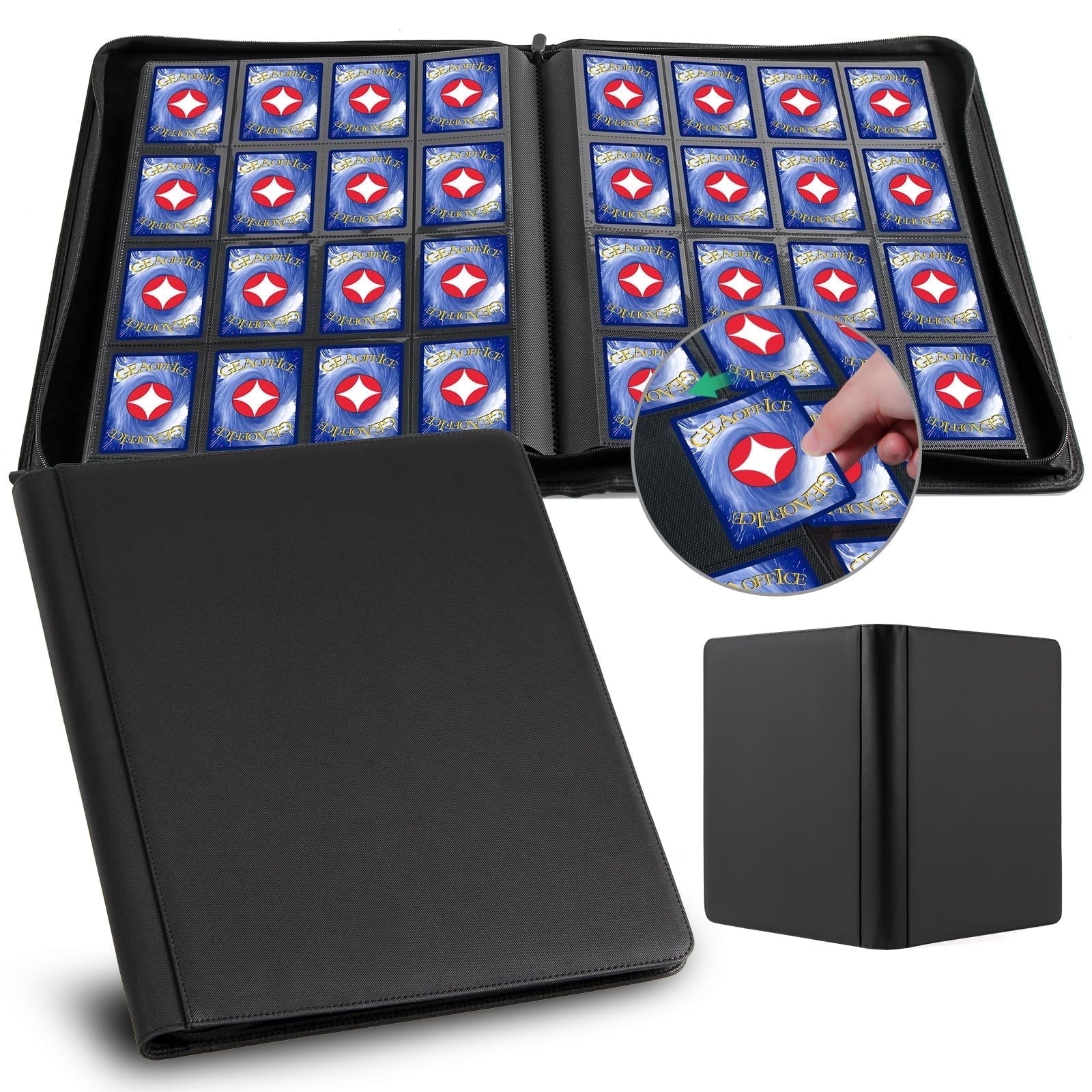 HBK Premium 16-Pocket Trading Binder with Zipper, 1000+ Capacity Album ...