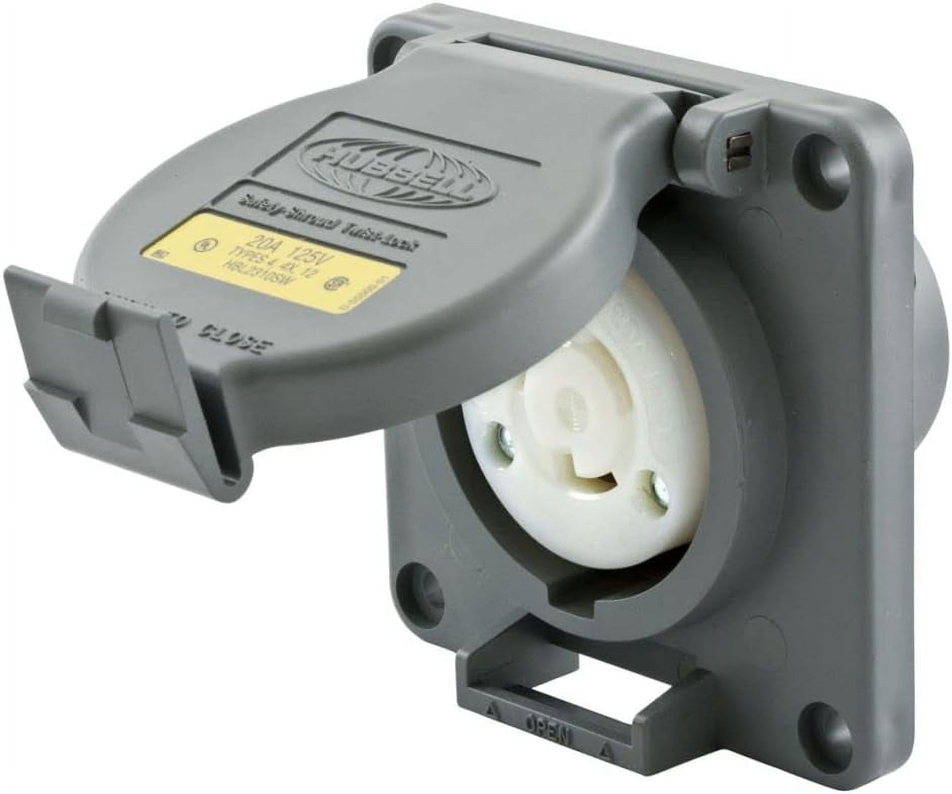 HBL2310SW GRAY, 20 AMP, 125 VAC, FEMALE END, SELF GROUNDING RECEPTACLE ...