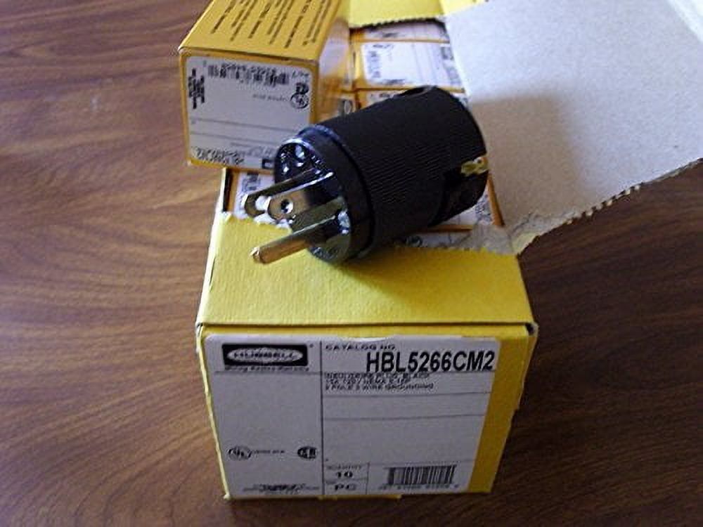 HBL5266CM2 15A 125V U/G Edison Male Plug ( All Black ) Box of 10 ...