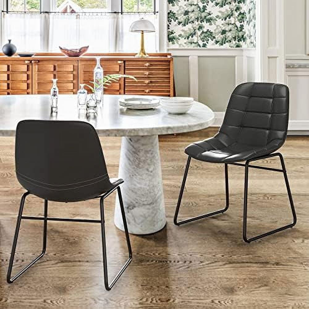 HBLUKDL Indoor/Outdoor Faux Tufted Leather Dining Chairs Urban Armless ...
