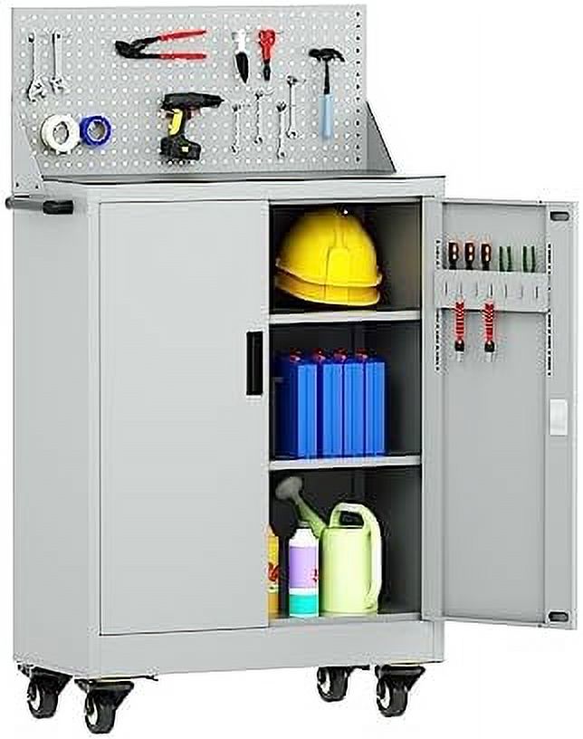 HBLUKDL Metal Cabinet - Garage Cabinet with 2 Doors and 4 Adjustable ...