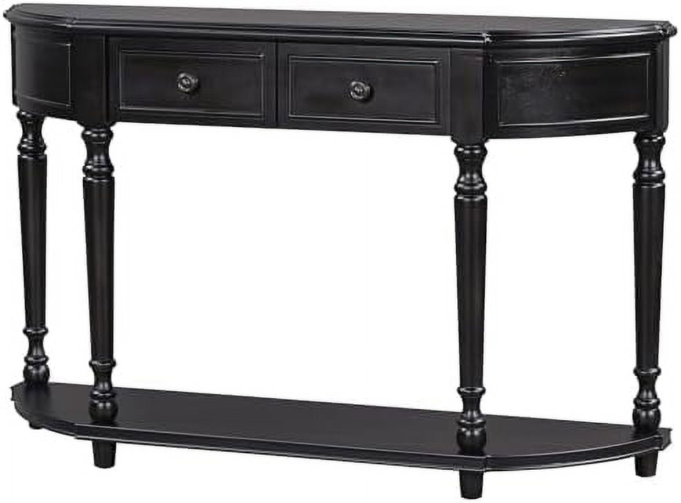 HBLUKDL Retro Console Table with 4 Drawers and Open Circular Curved ...