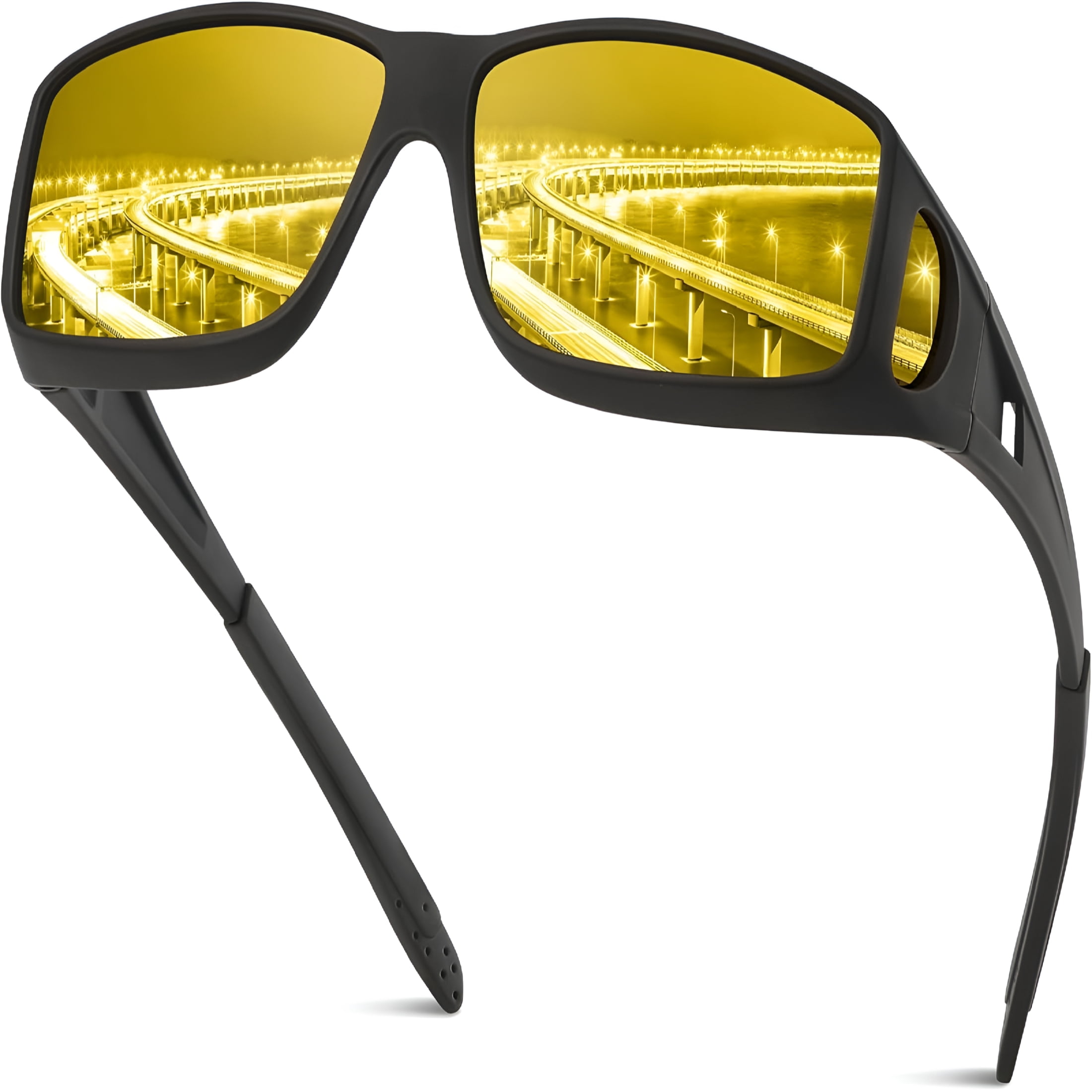 HBMYN Night Driving Glasses for Men Women, Night Vision Glasses Fit ...
