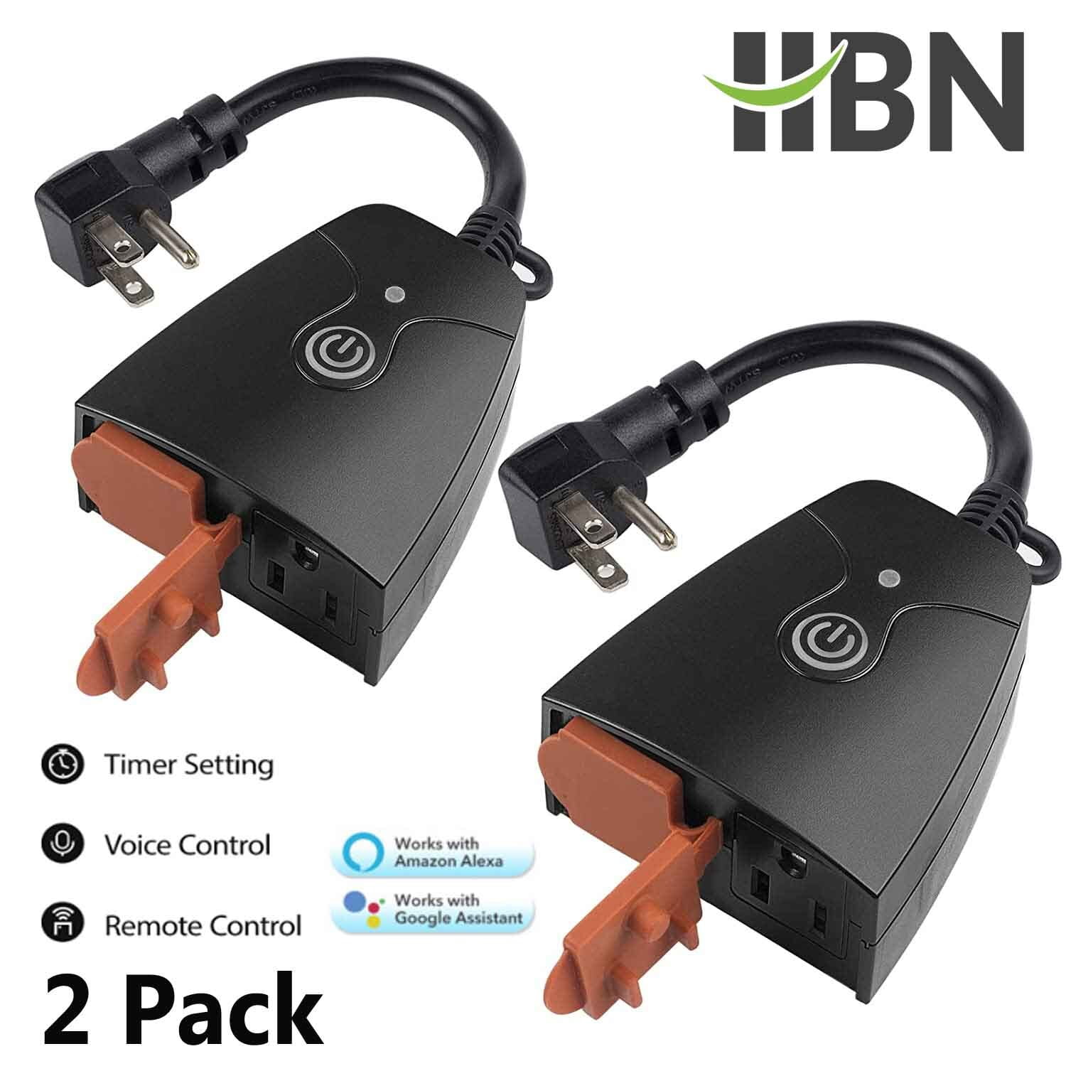 HBN 2Pcs Outdoor Smart WiFi Outdoor Plug Heavy Duty Timer Work With ...