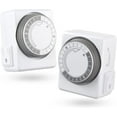 HBN 24 Hour Plug-In Mechanical Timer, 2 Outlets, 3-Prong, Mini, 2-Pack ...
