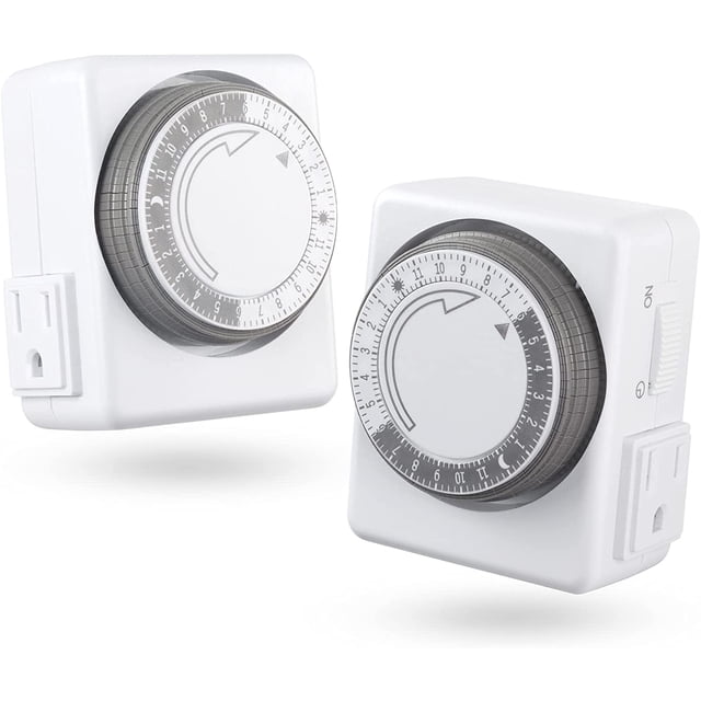 HBN Indoor Timer-24 Hour Plug-in Mechanical Indoor Mini Timer with 2 ...