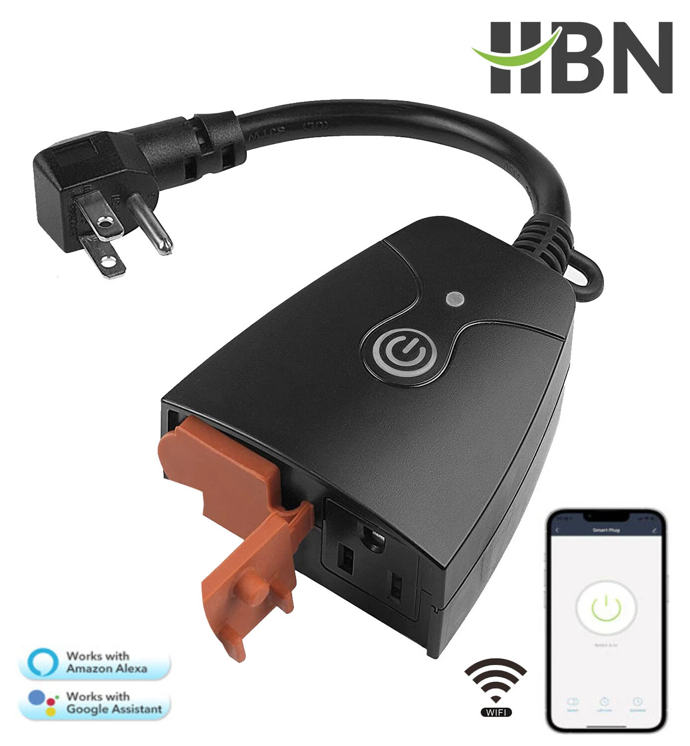 HBN Outdoor Smart WiFi Plug Heavy Duty Wi-Fi Timer with Two Grounded ...