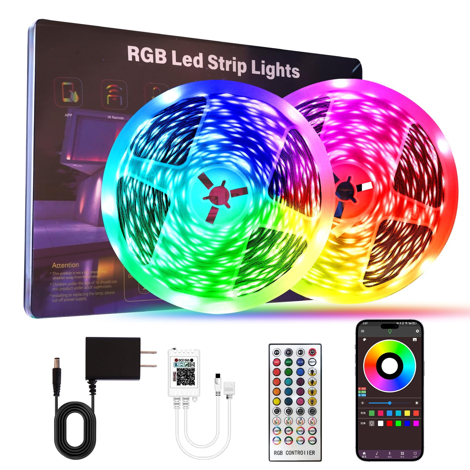 HBOWMDJIA Led Lights for Bedroom 200 FT (2 Rolls 100 FT), with Remote ...