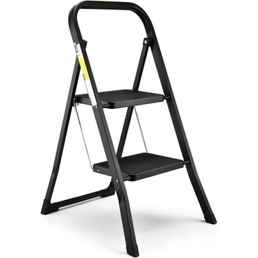 HiiKaa 4 Step Foldable Ladder with Handrails,500 lb Capacity Step Stool ...