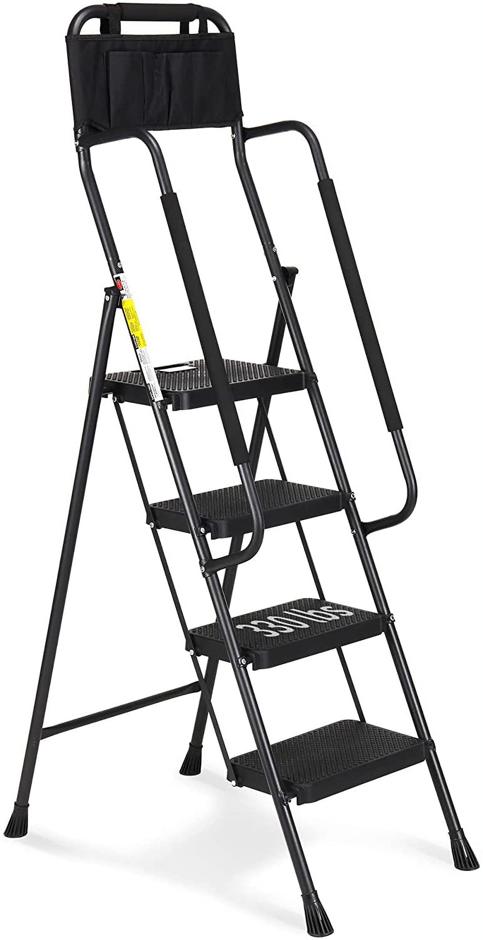 Best Choice Products 4-Step Portable Folding Steel Ladder w/ Hand Rail ...