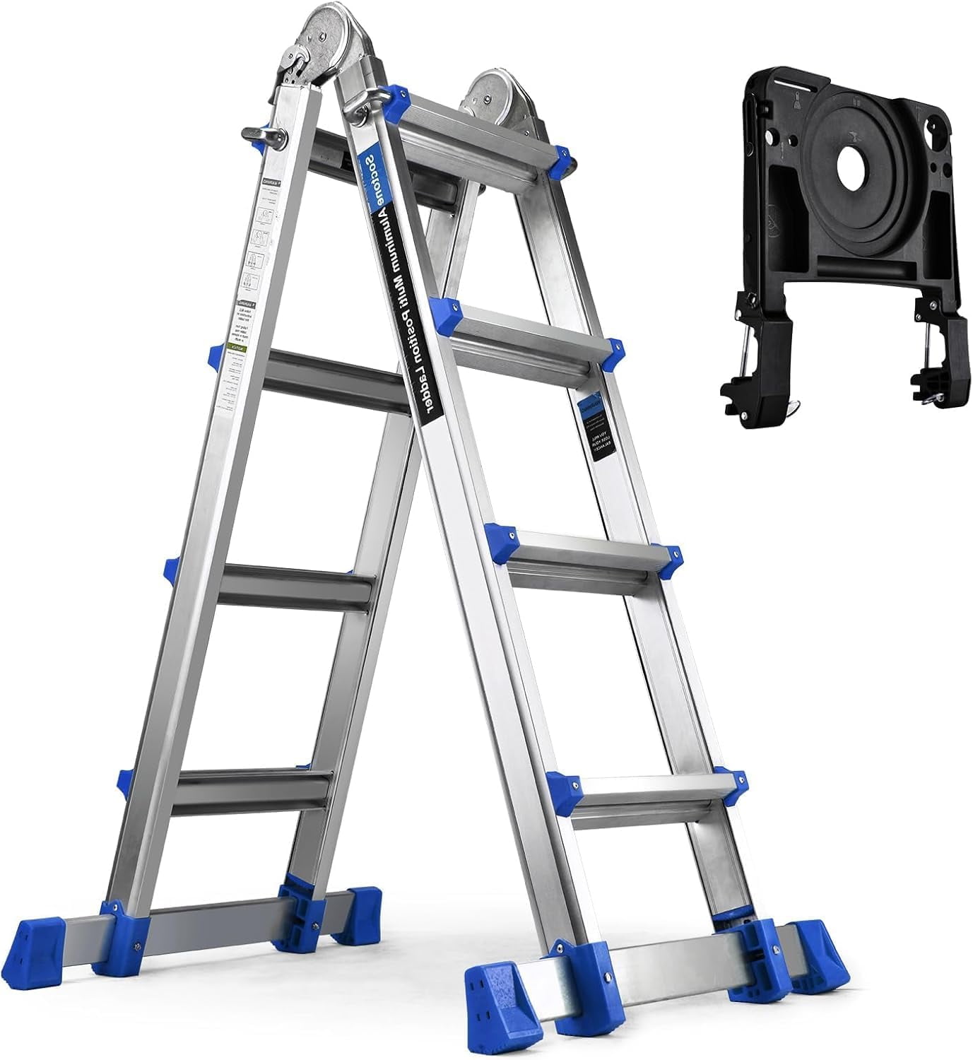 HBTower A Frame 4 Step Extension Ladder 17 Ft, Multi Position Ladder ...