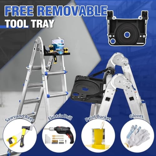 HBTower A Frame 5 Step Extension Ladder, 19 Ft Multi Position Ladder ...