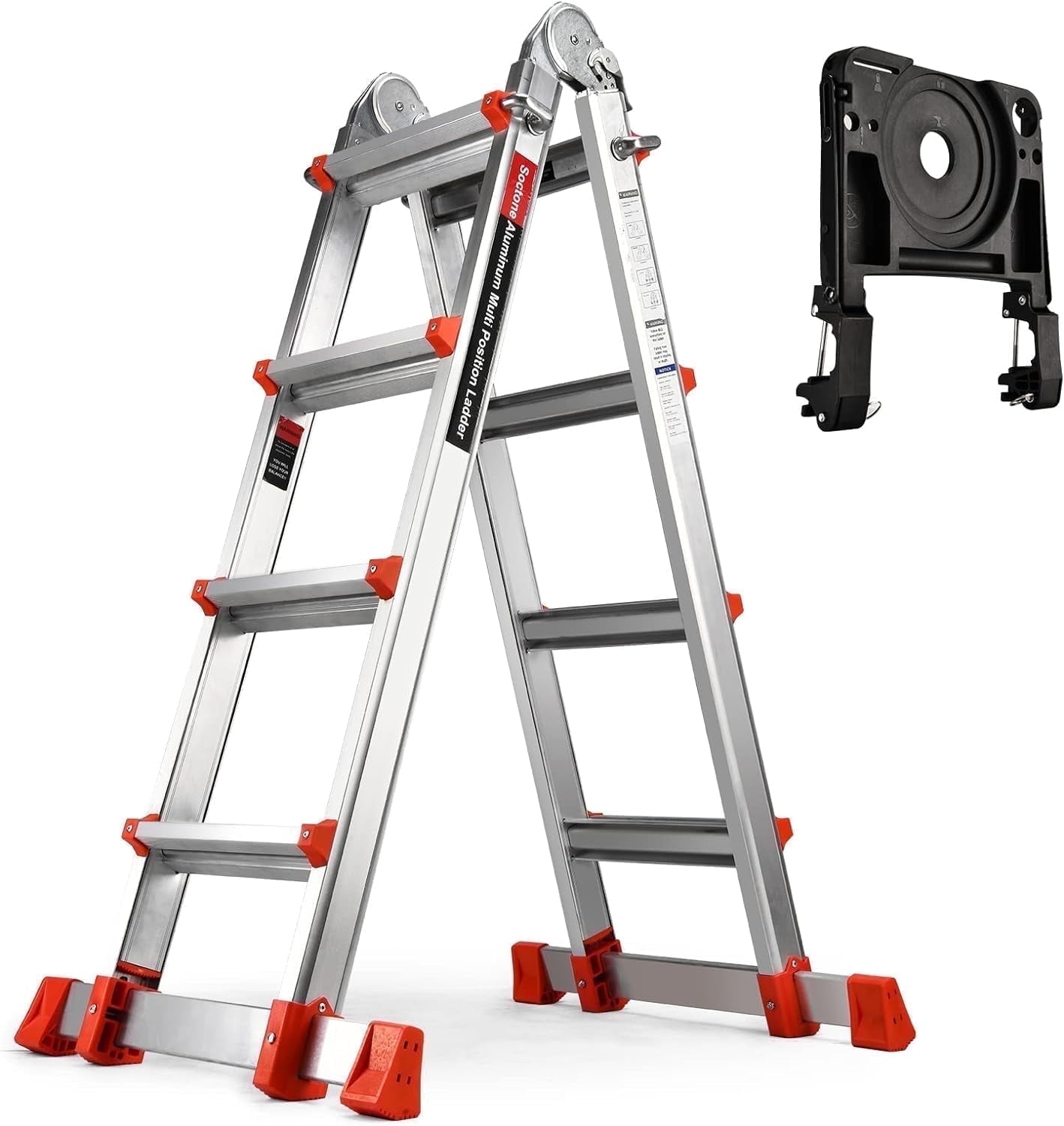 HBTower 14 ft Multi-Position Telescopic A-Frame Extension Ladder with ...