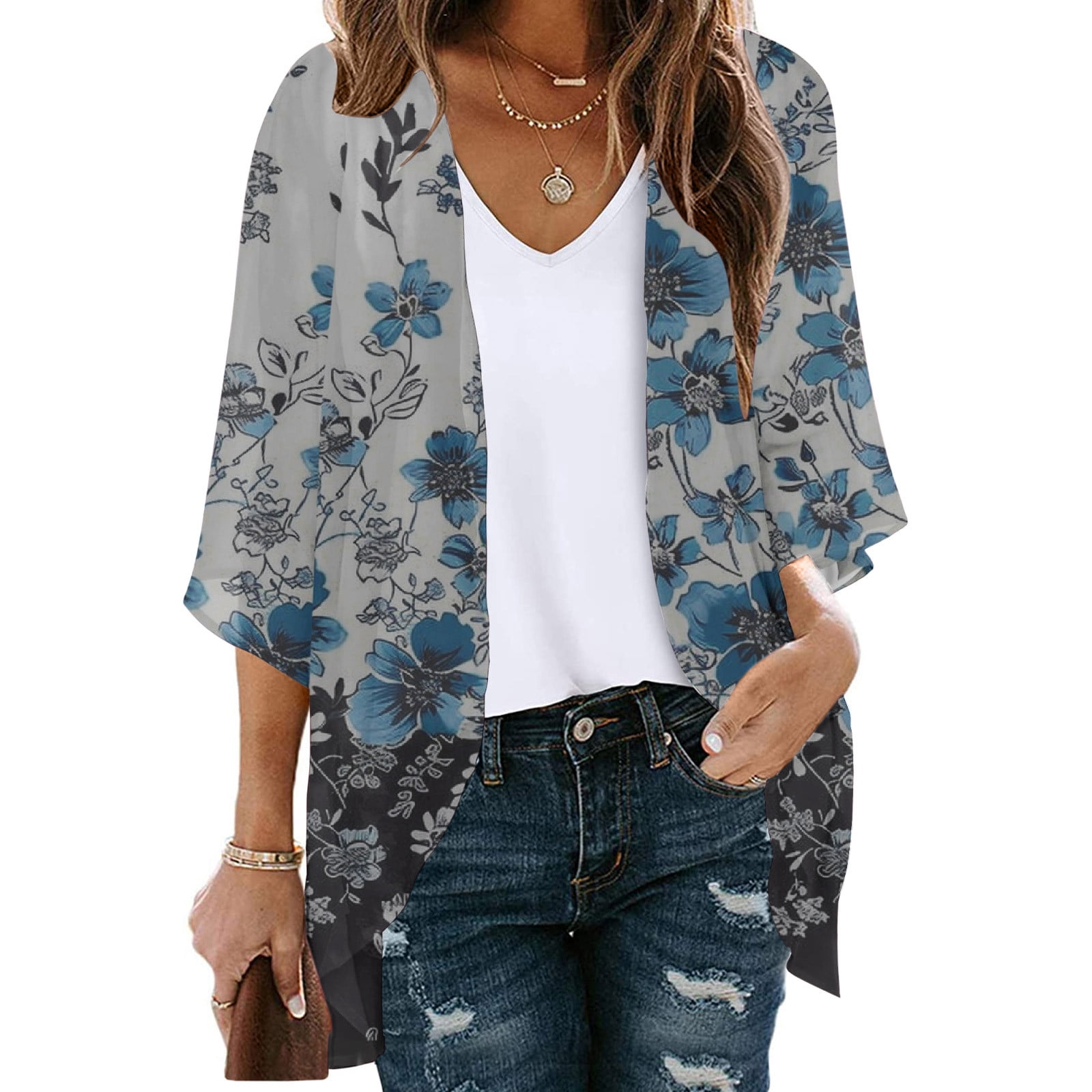 HBYJLZYG 2024 New Summer Beach Resort Style Loose Floral Print Long ...