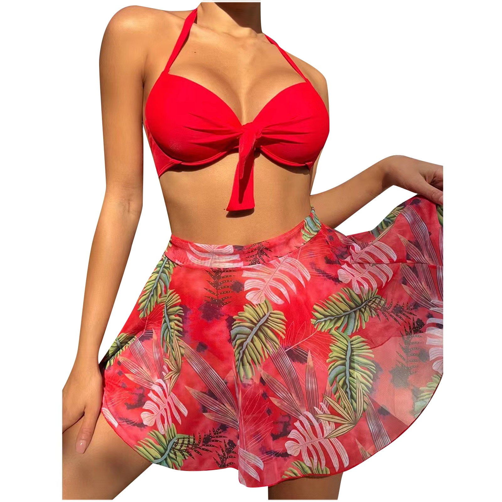 Hbyjlzyg Bikini Sets For Women Cover Up Ruffles Skirts Three Piece