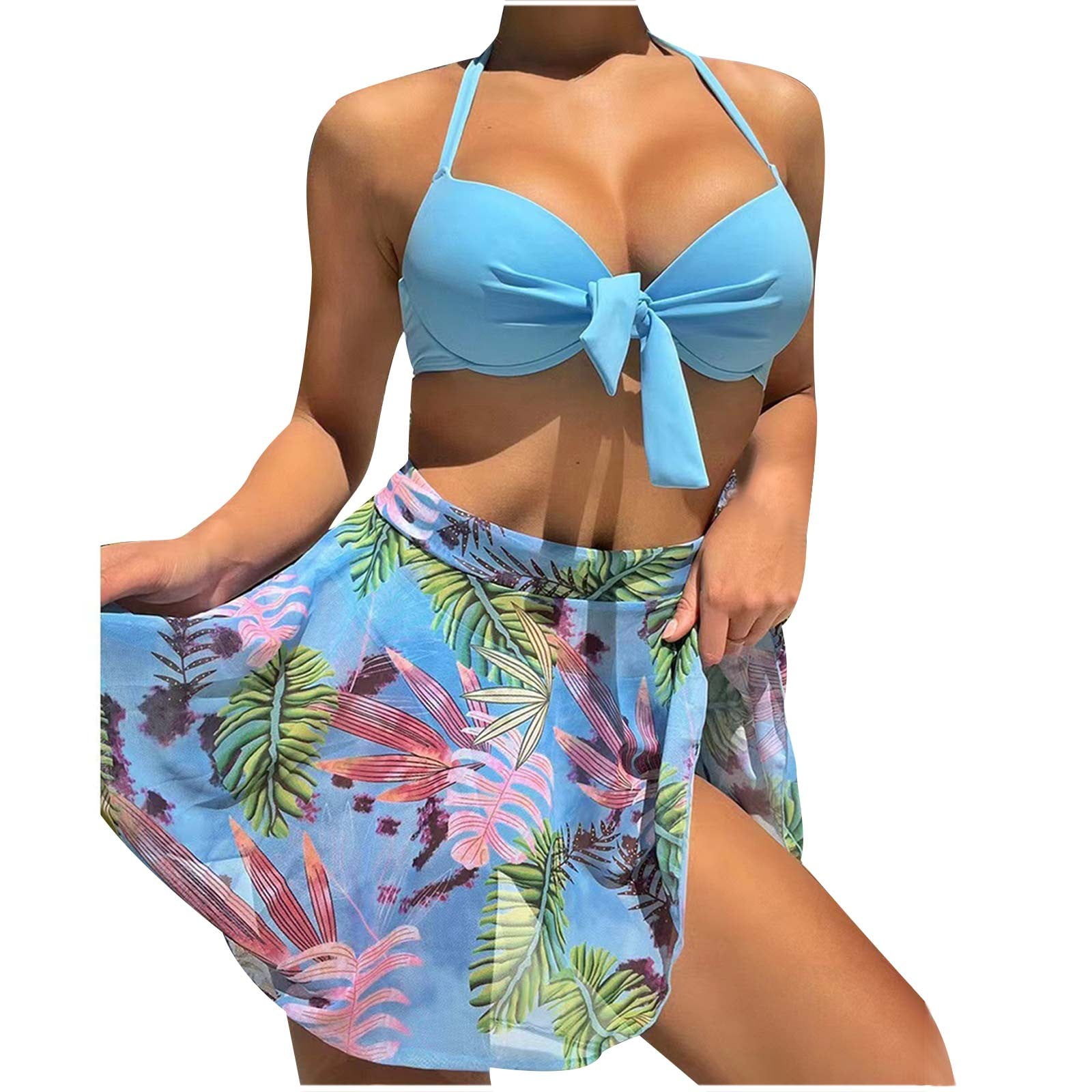 Hbyjlzyg Bikini Sets For Women Cover Up Ruffles Skirts Three Piece