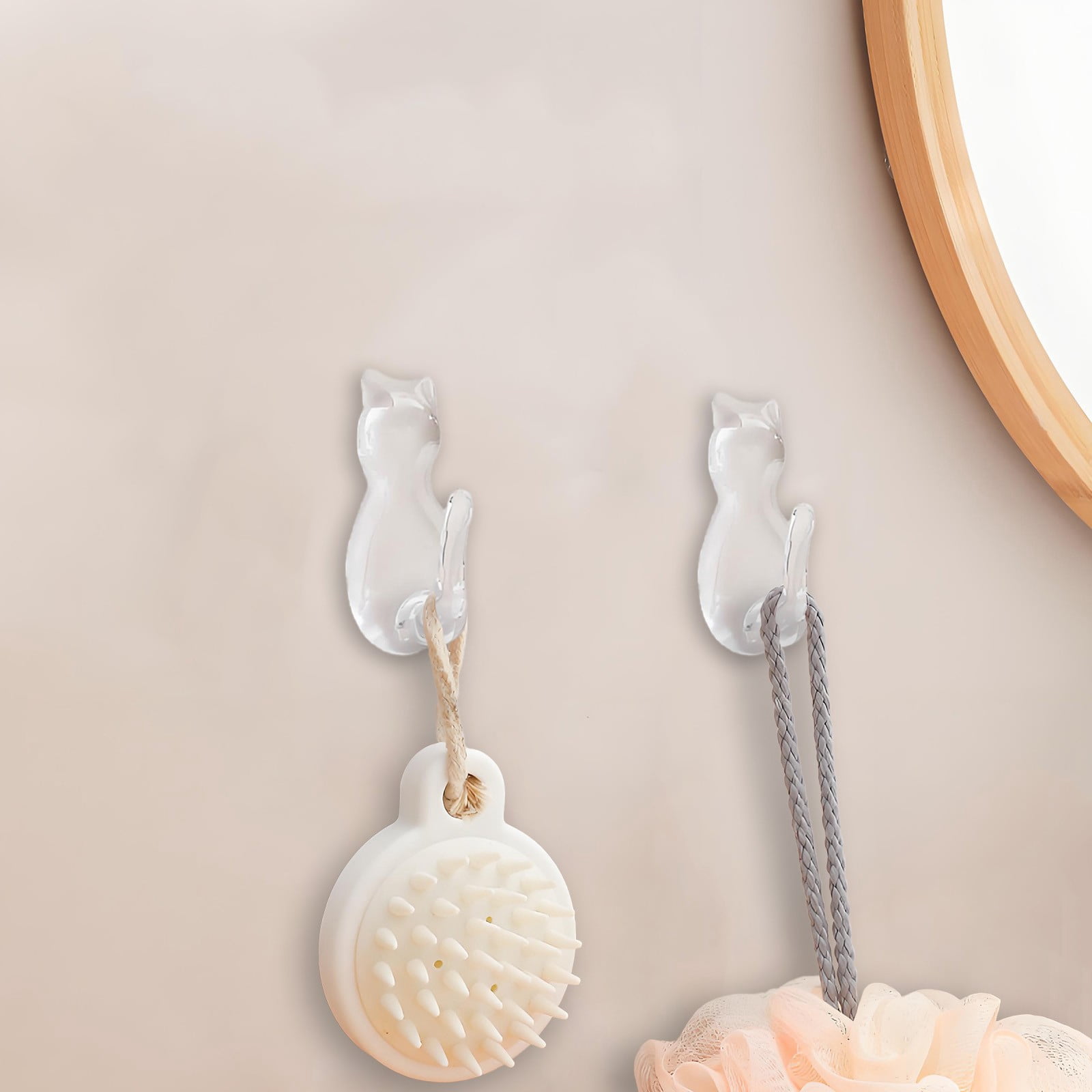 HBYJLZYG Cute Cats Tail Adhesive Hooks Transparent Wall Hanger No ...