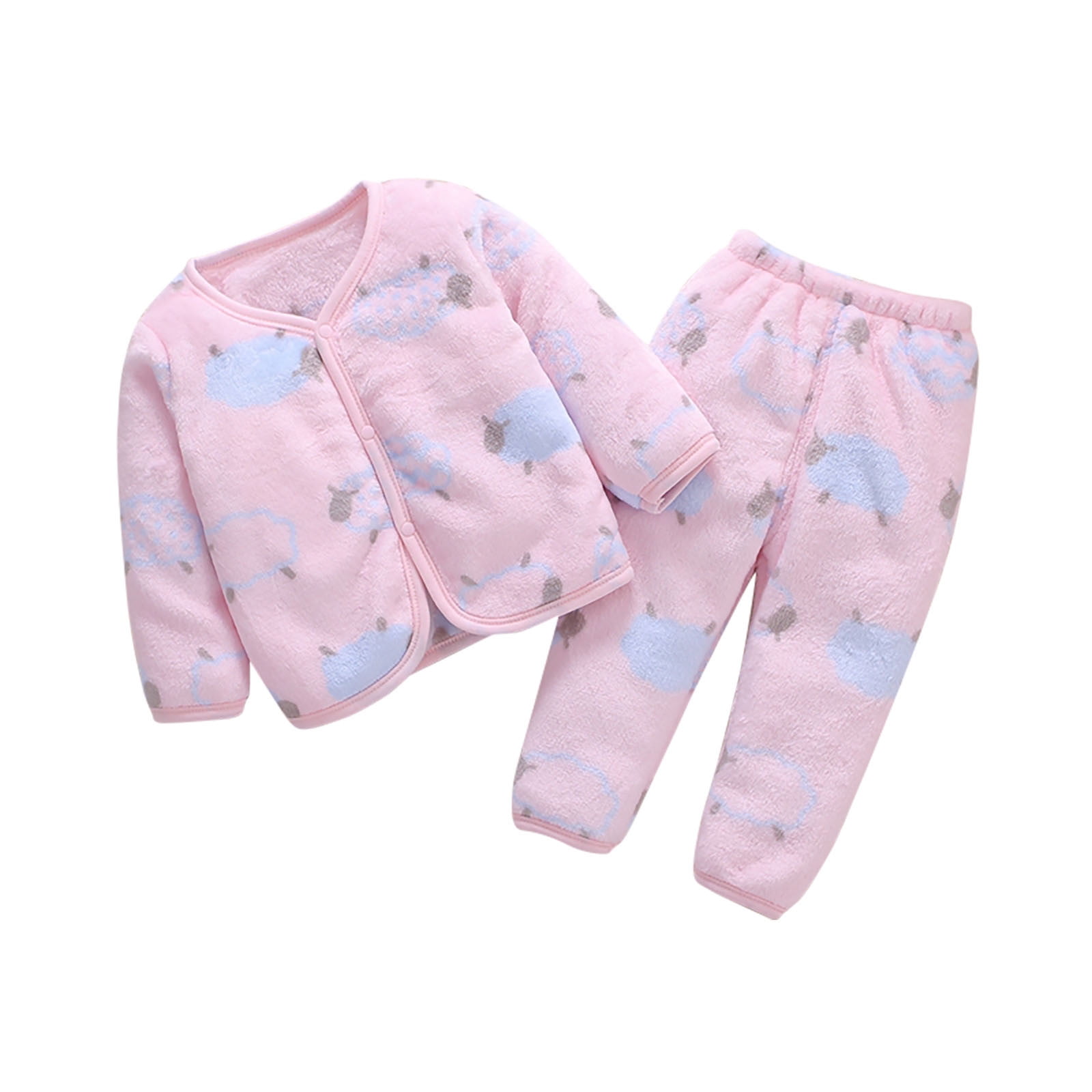 HBYJLZYG Flannel Cardigan Button Jacket And Pants Suit, Newborn Baby ...