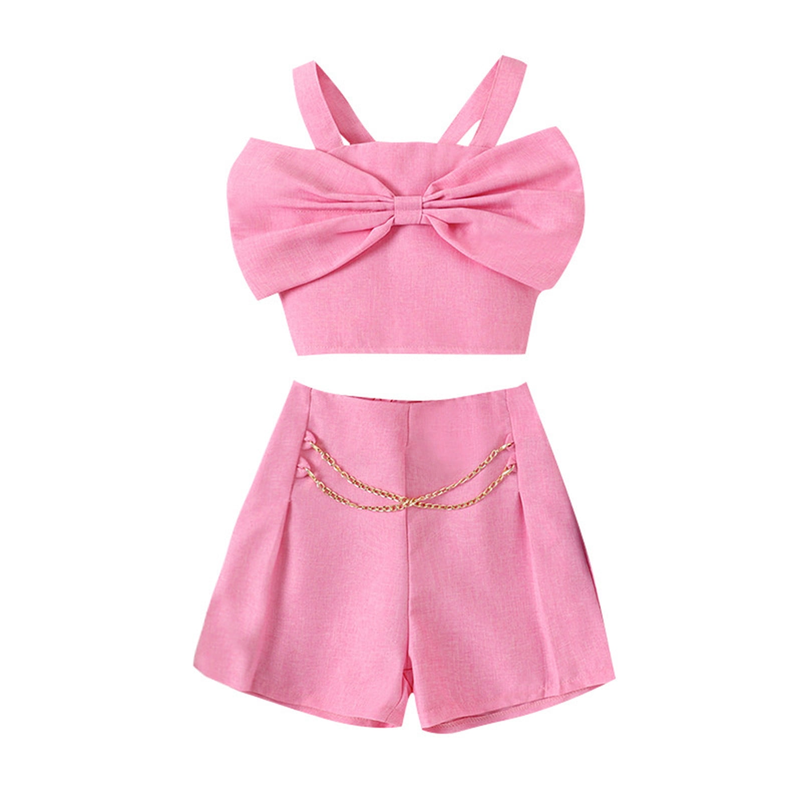 HBYJLZYG Girls Summer Shorts Set, Summer Halters Bow Tank Top Chain ...