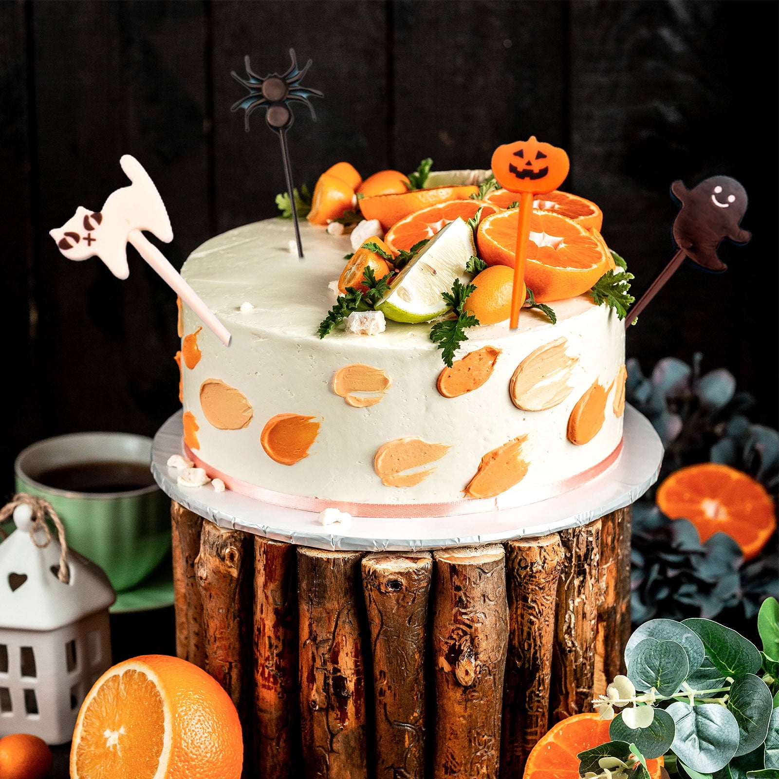 HBYJLZYG Halloween Plastic Toothpick Cake Fruit Pick Attapulgite Fruit ...