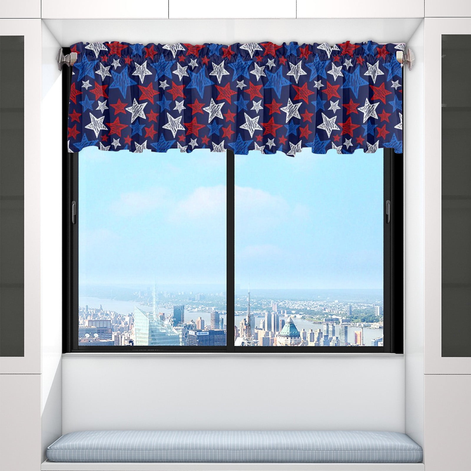 HBYJLZYG Independence Day Decorations, Living Room Curtains, Flag Pattern with Stars and ...