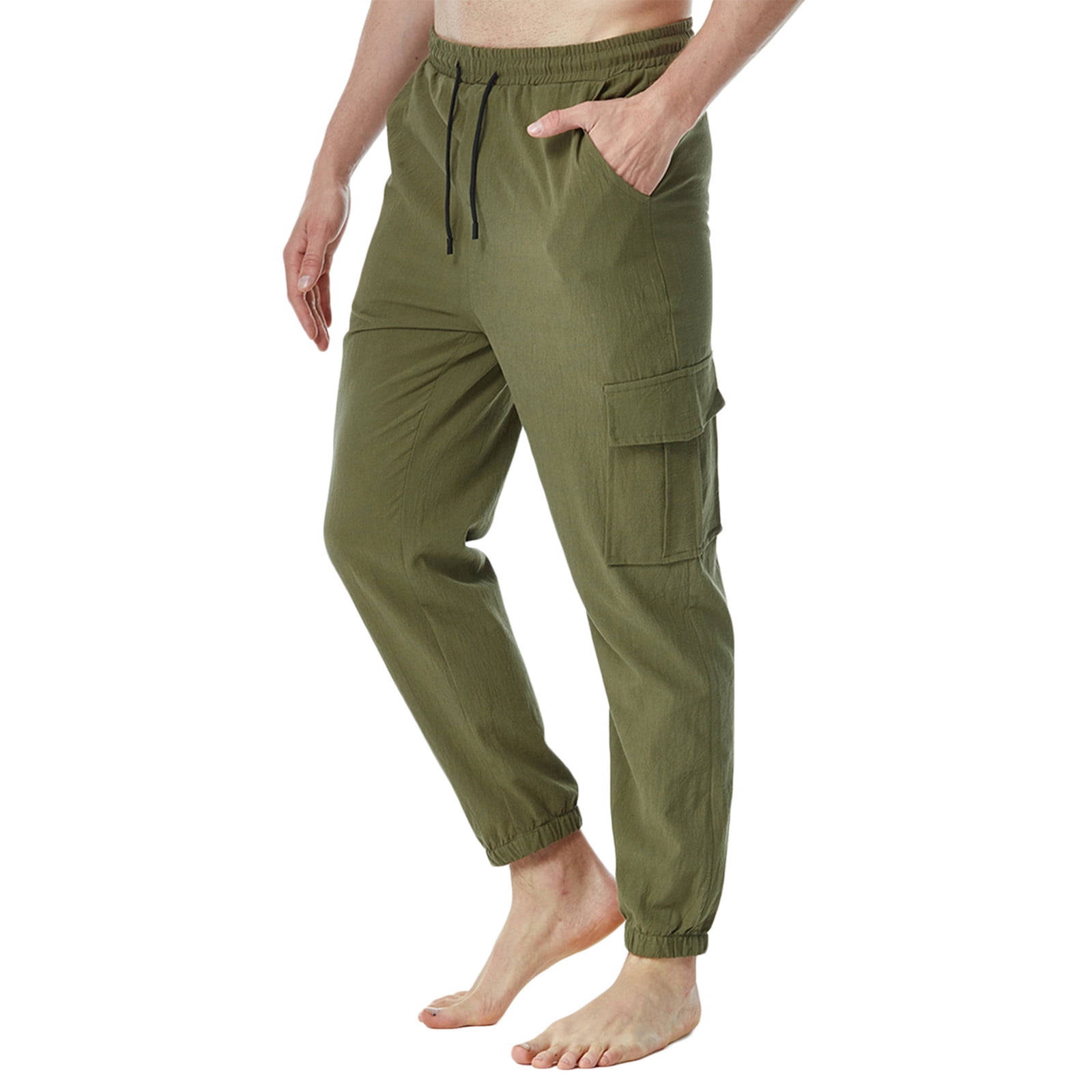 Hbyjlzyg Jogger Pants Men Elastic Waist Drawstring Homewear Casual