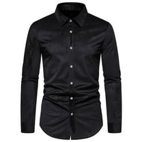 BUYJYA Men's Muscle Dress Shirts Casual Button Down Long Sleeve Elasticity Athletic Fit Wrinkle ...