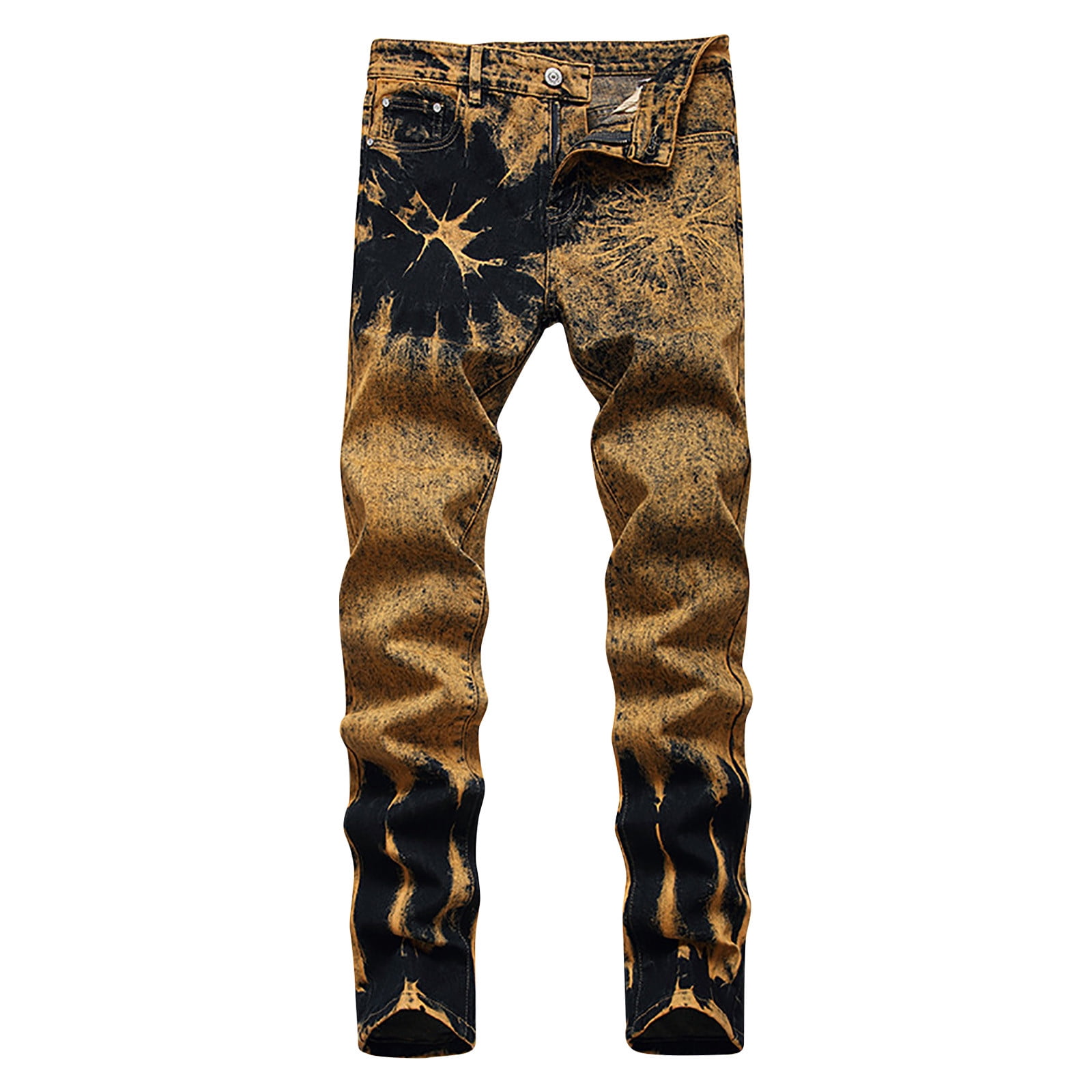 Hbyjlzyg Mens Athletic Fit Jeans Gradient Stretch Slim Pants Button Zipper Casual Straight Full