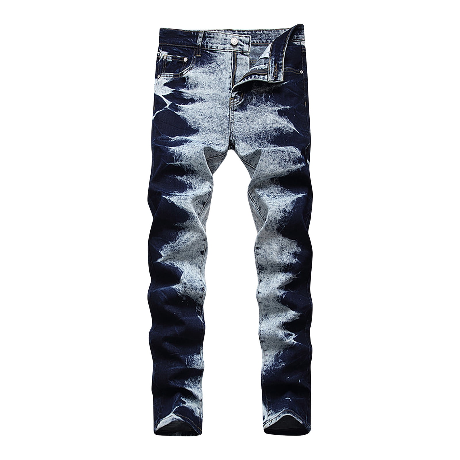 Hbyjlzyg Mens Athletic Fit Jeans Gradient Stretch Slim Pants Button Zipper Casual Straight Full