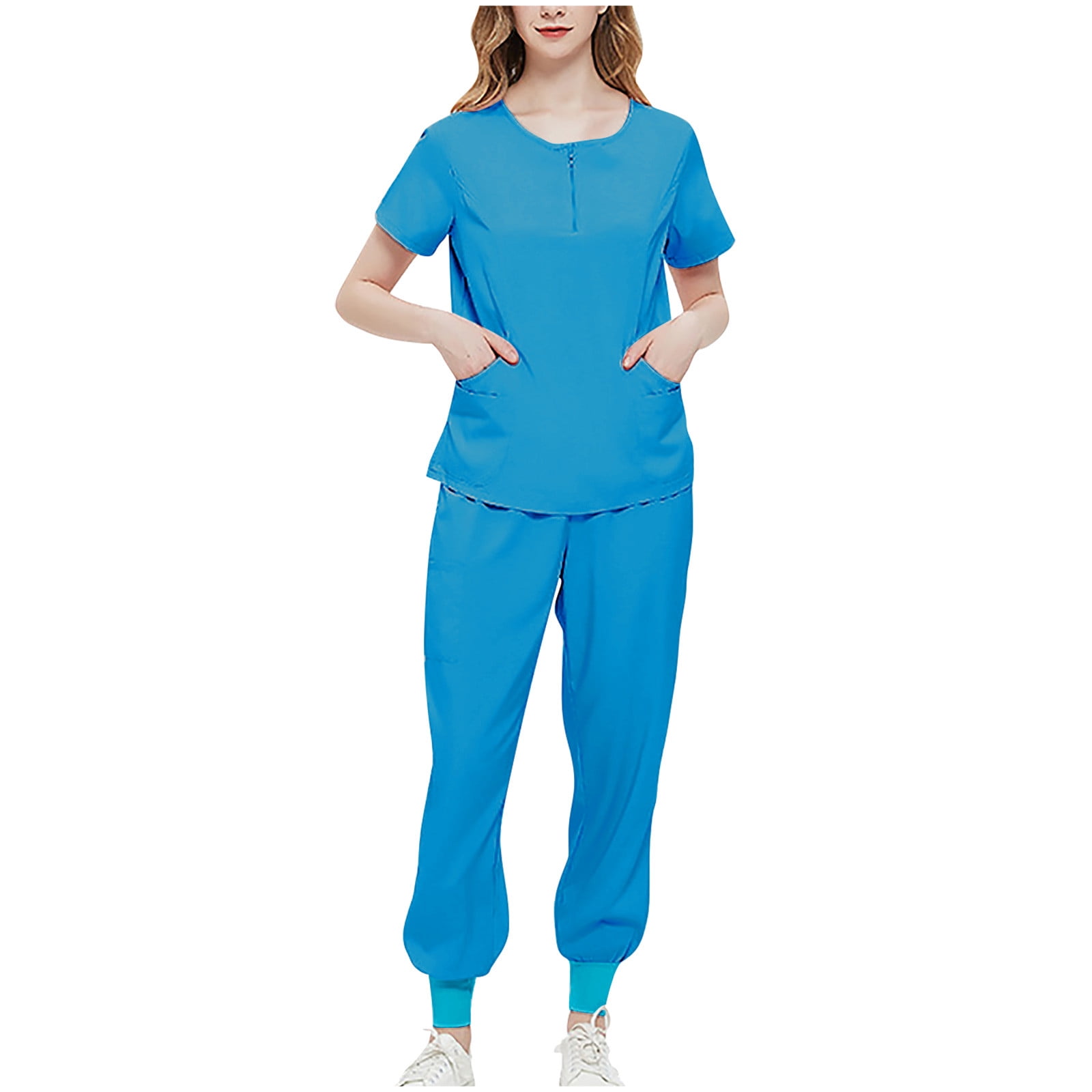 HBYJLZYG Scrubs For Women Set - Stretch V-Neck Scrub Tops & Jogger ...