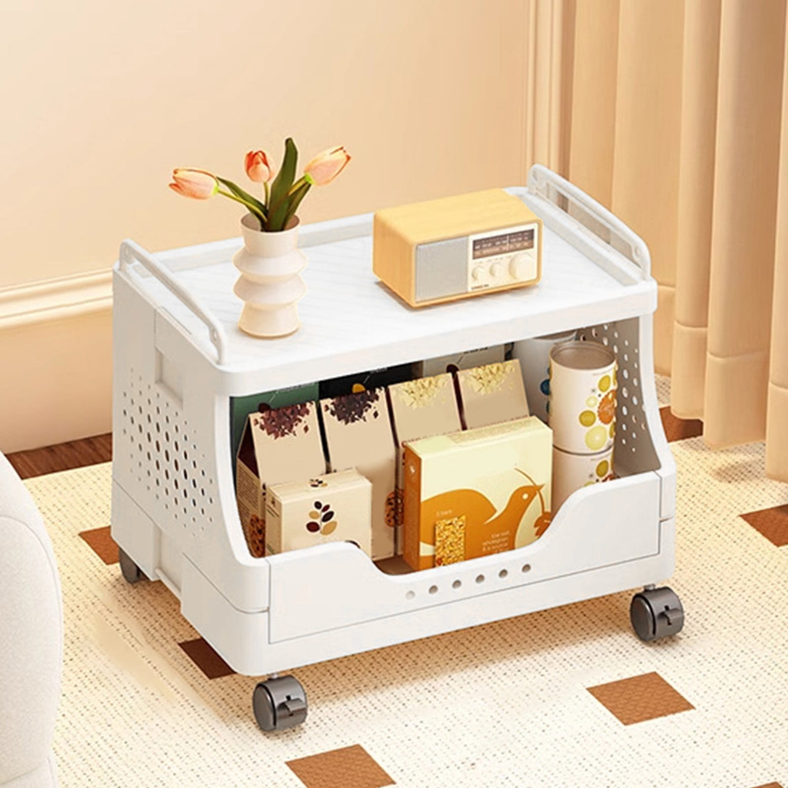 HBYJLZYG Storage Bins With Lids Folding Storage Rack Small Cart Storage ...