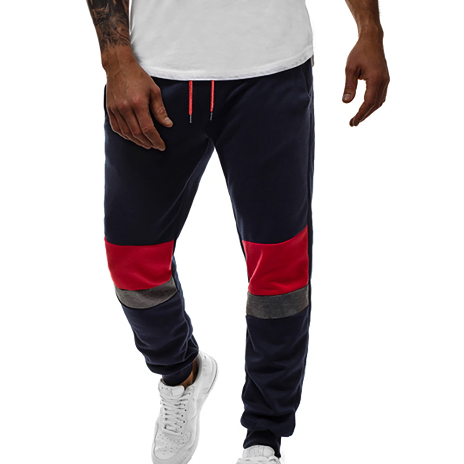 HBYJLZYG Track Pants Men Slim Fit, New 2024 Knee Patchwork Tapered ...