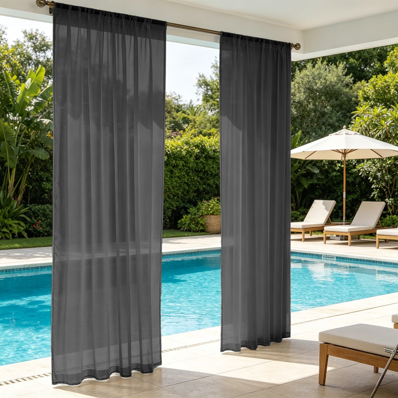 HBYJLZYG Waterproof Outdoor Sheer Curtain, UV Resistant Light Filtering ...