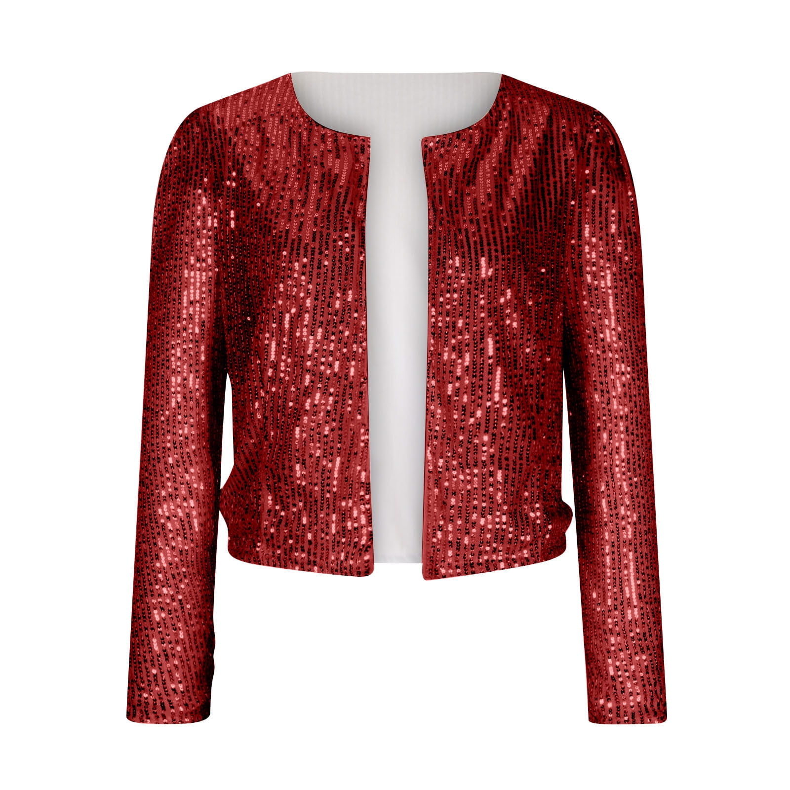 HBYJLZYG Women Casual Open Front Sequin Jackets Cardigan Glitter Long ...