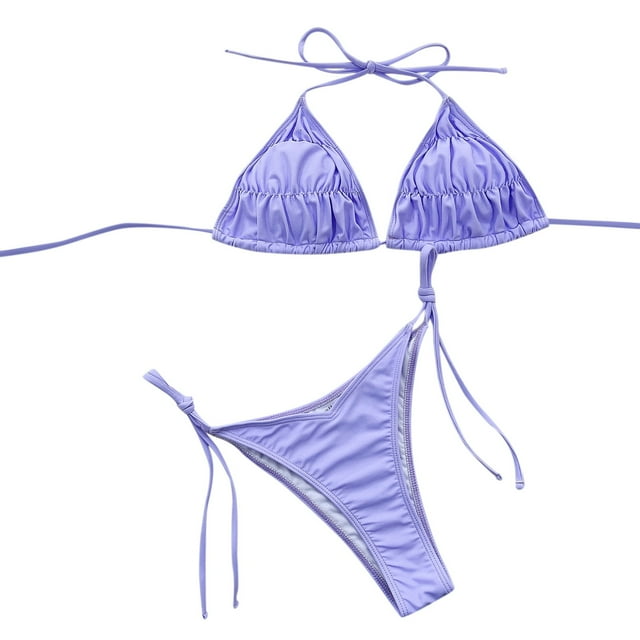 HBYJLZYG Women Halter String Bikini Set High Cut Two Piece Swimsuit ...