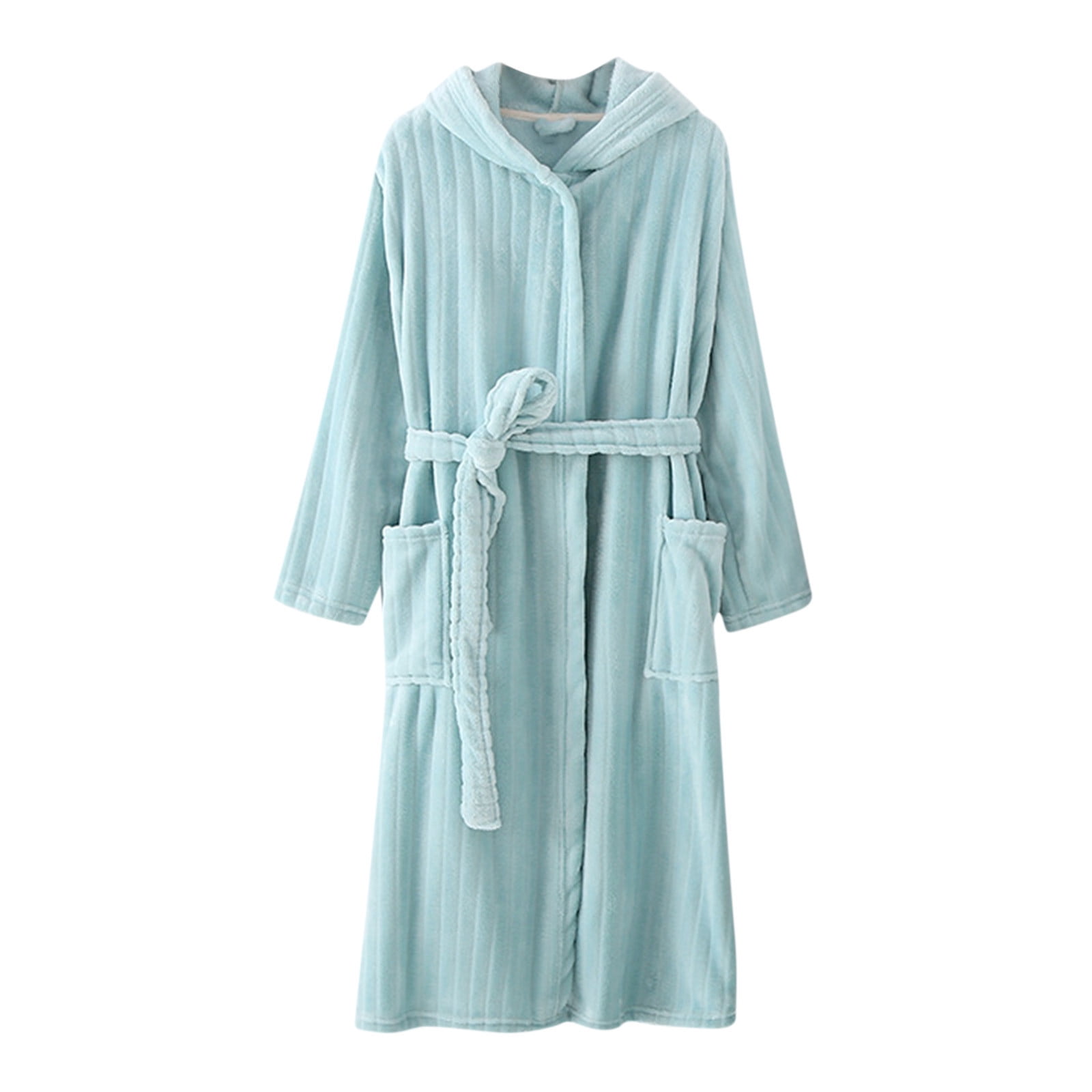 HBYJLZYG Women's Hooded Bathrobe Lengthening Keep Warm Lapel Same Style ...