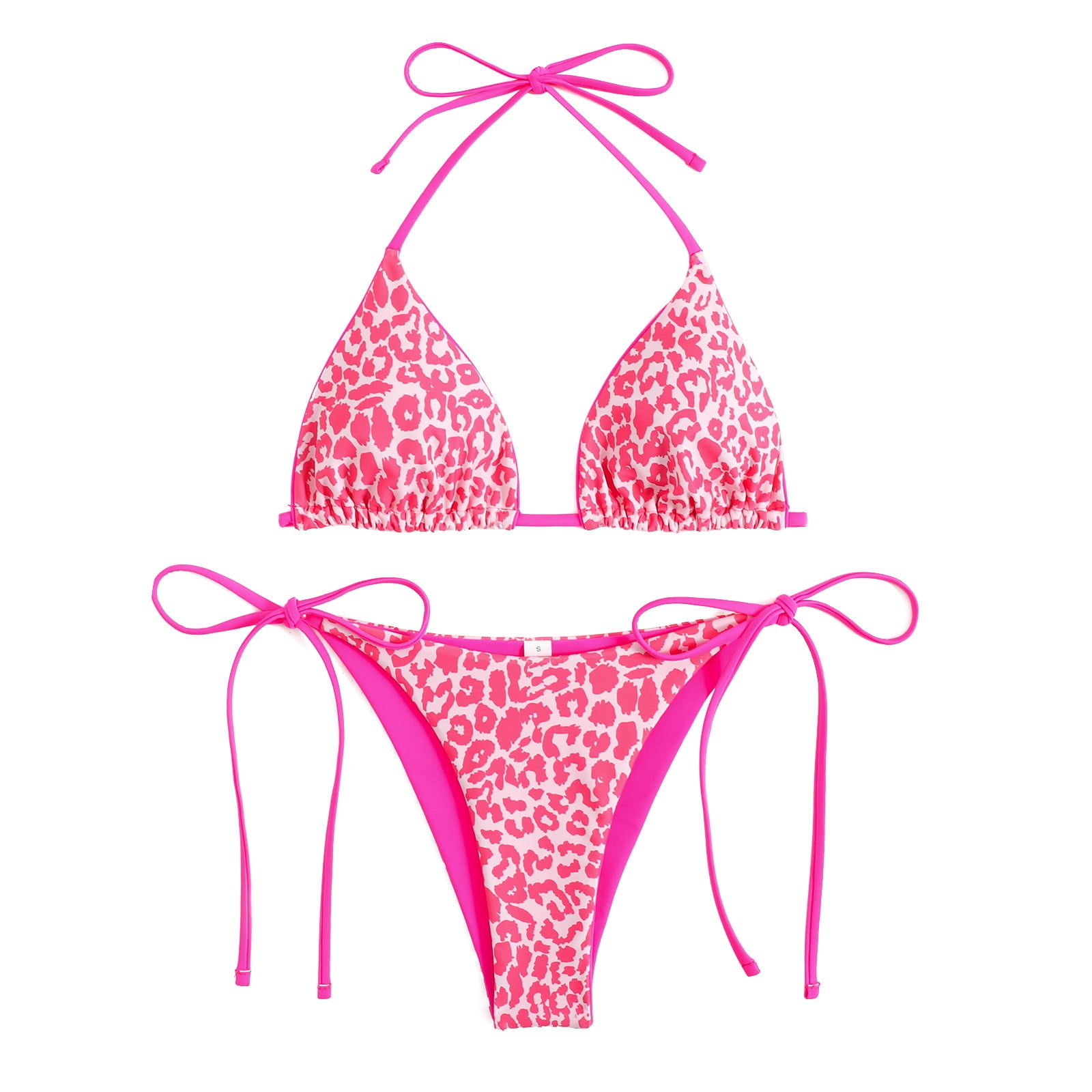 Hbyjlzyg Womens Triangle Bikini String Swimsuit Leopard Print Tie