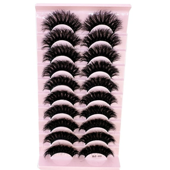 HBZGTLAD 10 Pairs Fluffy False Eyelashes Curly Fake Lashes - Walmart.com