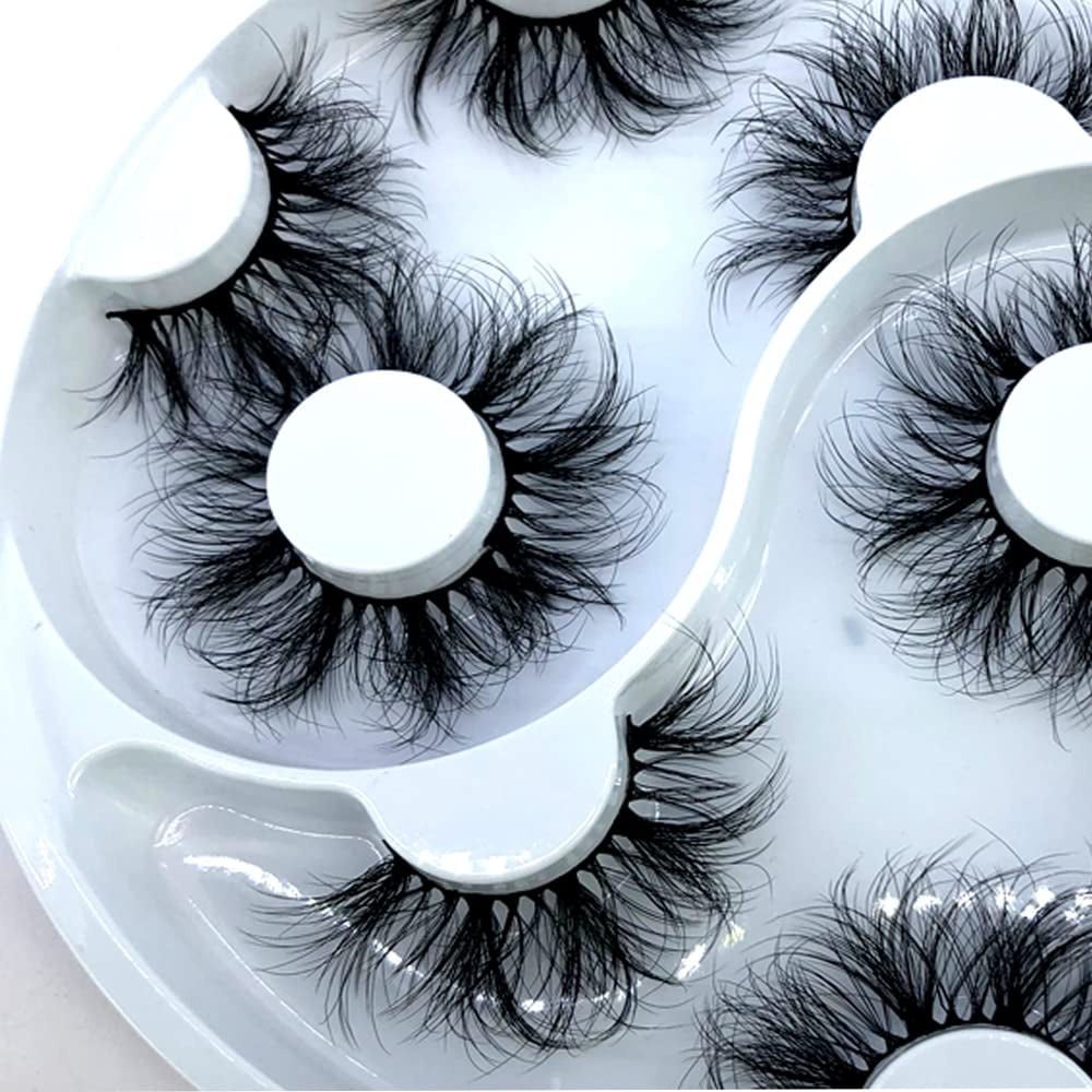 HBZGTLAD 5 Pairs False Eyelashes Cat-Eye Fluffy Faux Mink Lashes 8D ...