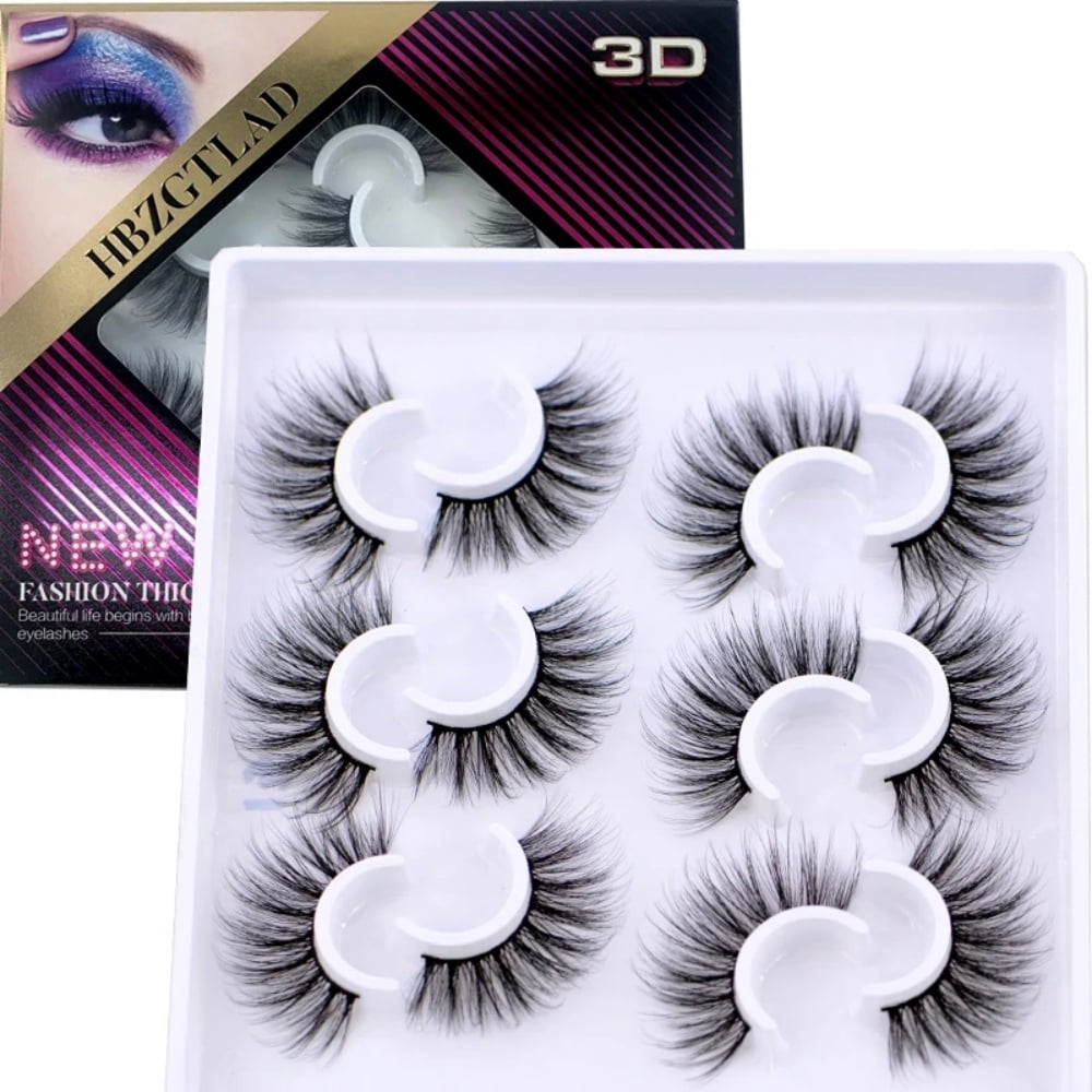 HBZGTLAD 6 Pairs Fluffy False Eyelashes 3D Natural Extension Lashes ...