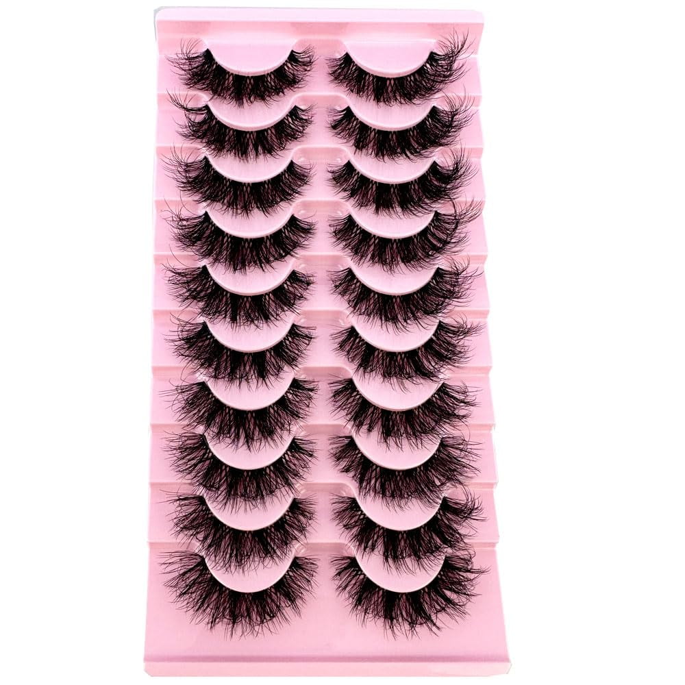 HBZGTLAD Soft Mink Eyelashes 3D Curl Winged End Eye Elongated Fake ...