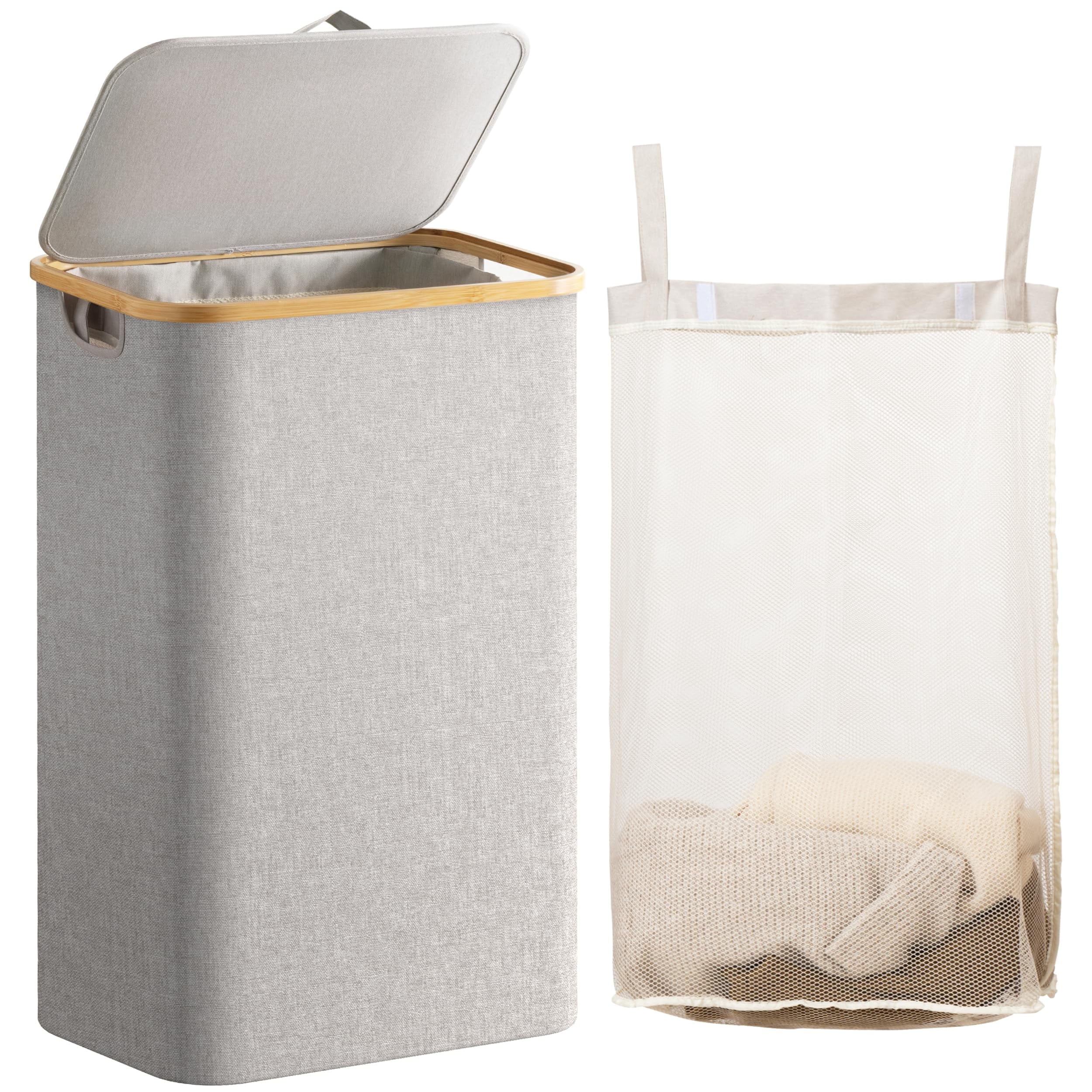 HBlife 120L Slim Laundry Hamper with Lid and Removable Inner Bag ...