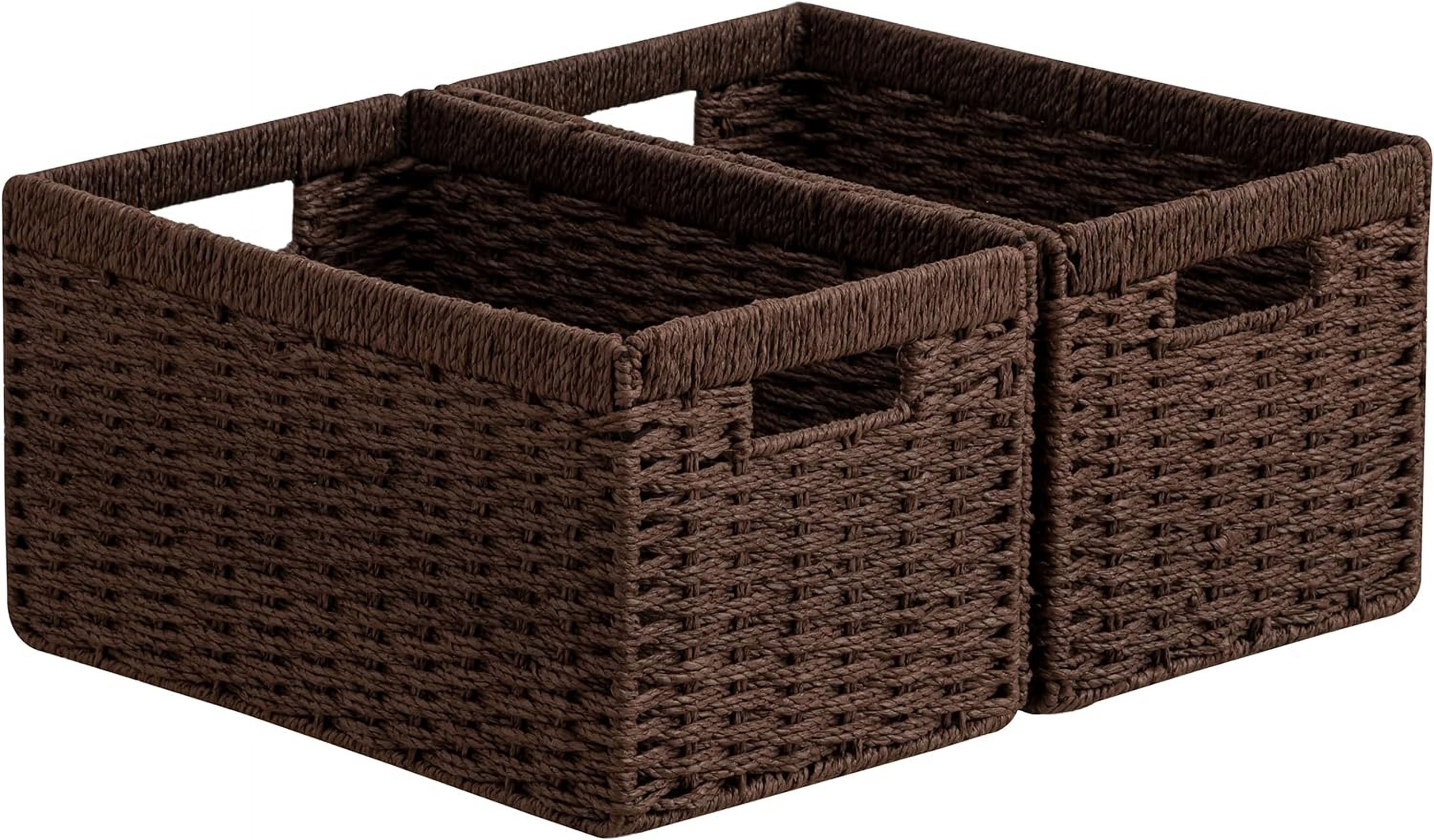 HBlife 2 Pack Wicker Baskets, Rectangle Wicker Storage Baskets with ...