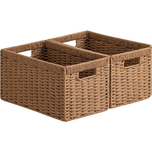 HBlife 2 Pack Wicker Baskets, Rectangle Wicker Storage Baskets with ...