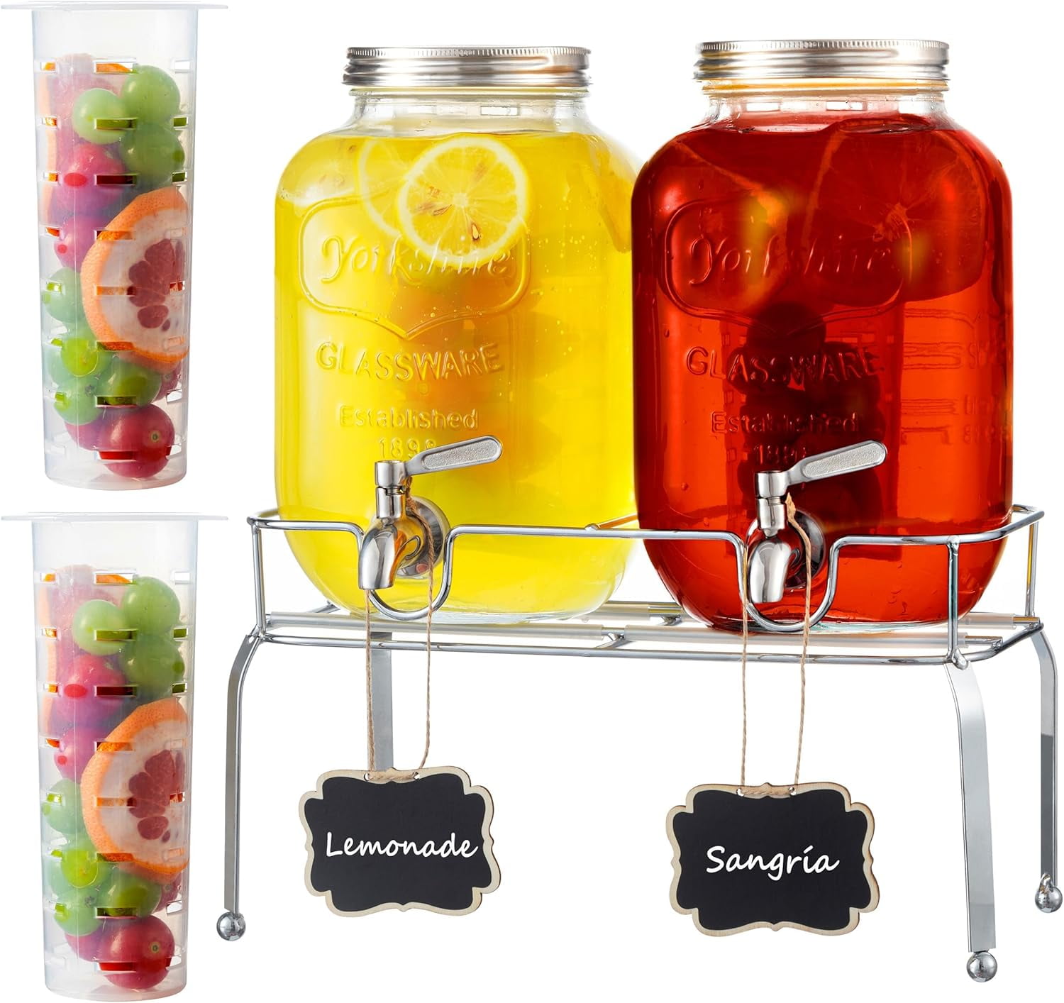 HBlife Glass Drink Dispenser for Parties, 1 Gallon Beverage Dispenser ...